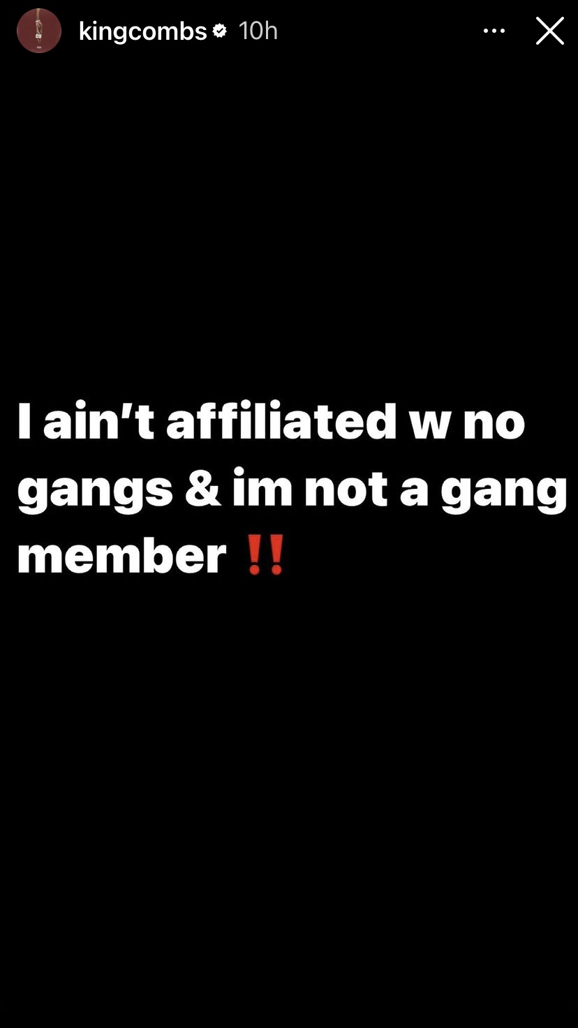 King Combs Denies Being A GDK Gang Member