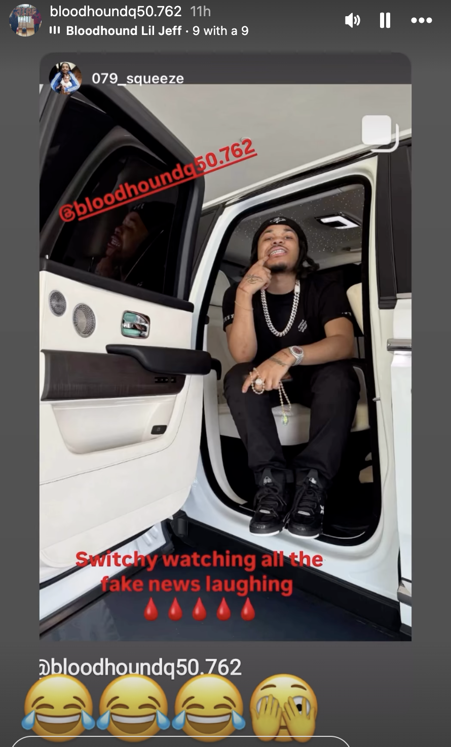 Bloodhound Q50 Snorts Substance On Live After Shooting Claims