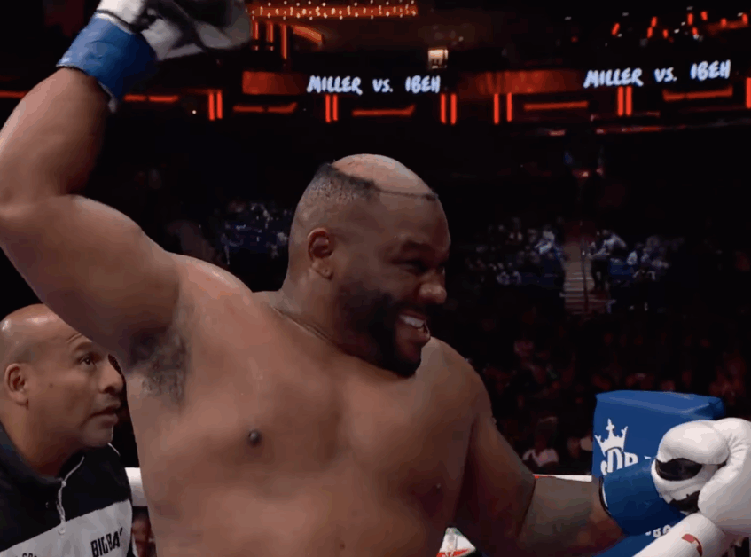 Boxer "Big Baby" Jarrell Miller Gets His Wig Pushed Back During Madison ...